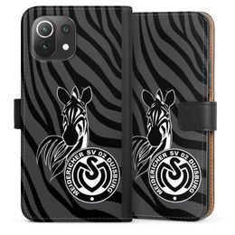 DeinDesign Xiaomi Mi 11 Lite 5G Handy Klapph&uuml;lle Handyh&uuml;lle aus Kunst Leder schwarz Flip Case Msv Duisburg Zebra Muster Sideflip mit langer Lasche