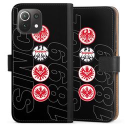 DeinDesign Xiaomi Mi 11 Lite 5G Handy Klapph&uuml;lle Handyh&uuml;lle aus Kunst Leder schwarz Flip Case Eagle Logo Eintracht Frankfurt Sideflip mit langer Lasche