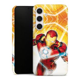 DeinDesign Galaxy S24 Handy Premium Case Smartphone Handyh&uuml;lle Schutzh&uuml;lle gl&auml;nzend Marvel Iron Man Fire Premium Case