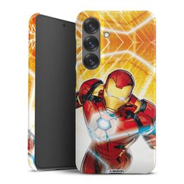 DeinDesign Galaxy S25 Handy Premium Case Smartphone Handyh&uuml;lle Schutzh&uuml;lle matt Marvel Iron Man Fire Premium Case