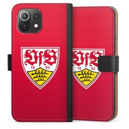 DeinDesign Xiaomi Mi 11 Lite 5G Handy Klapph&uuml;lle Handyh&uuml;lle aus Kunst Leder schwarz Flip Case Vfb Stuttgart Official Licensed Product Logo Sideflip mit langer 