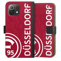 DeinDesign Xiaomi Mi 11 Lite 5G Handy Klapph&uuml;lle Handyh&uuml;lle aus Kunst Leder schwarz Flip Case Lettering F95 Fortuna D&uuml;sseldorf Sideflip mit langer Lasche