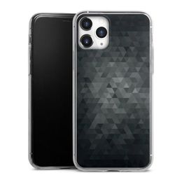 DeinDesign iPhone 11 Pro Handy Slim Case Silikon Handyh&uuml;lle transparent H&uuml;lle extra d&uuml;nn Black Triangle Muster Silikon Slim Case
