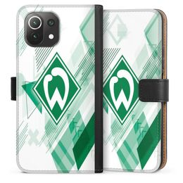 DeinDesign Xiaomi Mi 11 Lite 5G Handy Klapph&uuml;lle Handyh&uuml;lle aus Kunst Leder schwarz Flip Case Official Licensed Product Sv Werder Bremen Muster Sideflip mit 