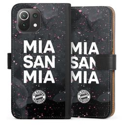 DeinDesign Xiaomi Mi 11 Lite 5G Handy Klapph&uuml;lle Handyh&uuml;lle aus Kunst Leder schwarz Flip Case Fc Bayern M&uuml;nchen Girl Style Mia San Mia Sideflip mit langer Lasche