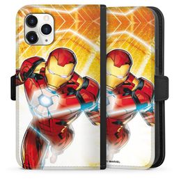 DeinDesign iPhone 11 Pro Handy Klapph&uuml;lle Handyh&uuml;lle aus Kunst Leder schwarz Flip Case Marvel Iron Man Fire Sideflip mit Lasche
