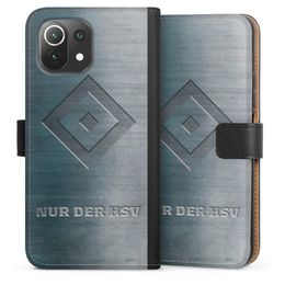 DeinDesign Xiaomi Mi 11 Lite 5G Handy Klapph&uuml;lle Handyh&uuml;lle aus Kunst Leder schwarz Flip Case Hsv Metallic Look Hamburger Sv Sideflip mit langer Lasche