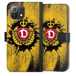 DeinDesign Xiaomi Mi 11 Lite 5G Handy Klapph&uuml;lle Handyh&uuml;lle aus Kunst Leder schwarz Flip Case Official Licensed Product Soccer Sg Dynamo Dresden Sideflip mit 