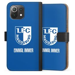 DeinDesign Xiaomi Mi 11 Lite 5G Handy Klapph&uuml;lle Handyh&uuml;lle aus Kunst Leder schwarz Flip Case Coat Of Arms 1. Fc Magdeburg Official Licensed Product Sideflip mit