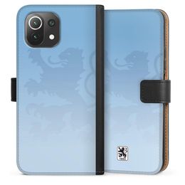 DeinDesign Xiaomi Mi 11 Lite 5G Handy Klapph&uuml;lle Handyh&uuml;lle aus Kunst Leder schwarz Flip Case Official Licensed Product Logo Tsv 1860 M&uuml;nchen Sideflip mit langer