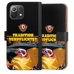 DeinDesign Xiaomi Mi 11 Lite 5G Handy Klapph&uuml;lle Handyh&uuml;lle aus Kunst Leder schwarz Flip Case Sg Dynamo Dresden Merchandise Sgd Sideflip mit langer Lasche