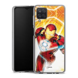 DeinDesign Galaxy A12 Handy Silikon H&uuml;lle Case transparent Handyh&uuml;lle Fire Iron Man Marvel Silikon Case