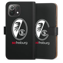DeinDesign Xiaomi Mi 11 Lite 5G Handy Klapph&uuml;lle Handyh&uuml;lle aus Kunst Leder schwarz Flip Case Sc Freiburg Official Licensed Product Coat Of Arms Sideflip mit 
