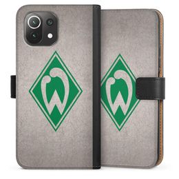 DeinDesign Xiaomi Mi 11 Lite 5G Handy Klapph&uuml;lle Handyh&uuml;lle aus Kunst Leder schwarz Flip Case Official Licensed Product Sv Werder Bremen Concrete Sideflip mit 
