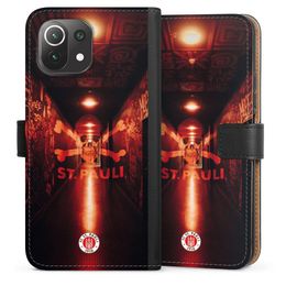 DeinDesign Xiaomi Mi 11 Lite 5G Handy Klapph&uuml;lle Handyh&uuml;lle aus Kunst Leder schwarz Flip Case Official Licensed Product Fc St. Pauli Sideflip mit langer Lasche