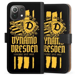 DeinDesign Xiaomi Mi 11 Lite 5G Handy Klapph&uuml;lle Handyh&uuml;lle aus Kunst Leder schwarz Flip Case Sgd Statement Sg Dynamo Dresden Sideflip mit langer Lasche