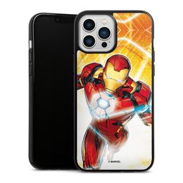 DeinDesign iPhone 13 Pro Max Handy Silikon H&uuml;lle Case schwarz Handyh&uuml;lle Marvel Iron Man Fire