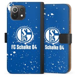 DeinDesign Xiaomi Mi 11 Lite 5G Handy Klapph&uuml;lle Handyh&uuml;lle aus Kunst Leder schwarz Flip Case S04 Fc Schalke 04 Logo Sideflip mit langer Lasche
