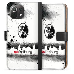 DeinDesign Xiaomi Mi 11 Lite 5G Handy Klapph&uuml;lle Handyh&uuml;lle aus Kunst Leder schwarz Flip Case Logo Sc Freiburg Skyline Sideflip mit langer Lasche