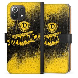 DeinDesign Xiaomi Mi 11 Lite 5G Handy Klapph&uuml;lle Handyh&uuml;lle aus Kunst Leder schwarz Flip Case Official Licensed Product Sg Dynamo Dresden Logo Sideflip mit 