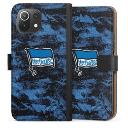 DeinDesign Xiaomi Mi 11 Lite 5G Handy Klapph&uuml;lle Handyh&uuml;lle aus Kunst Leder schwarz Flip Case Hertha Bsc Flag Logo Sideflip mit langer Lasche