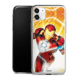 DeinDesign iPhone 11 Handy Slim Case Silikon Handyh&uuml;lle transparent H&uuml;lle extra d&uuml;nn Marvel Iron Man Fire Silikon Slim Case