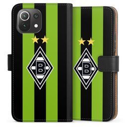 DeinDesign Xiaomi Mi 11 Lite 5G Handy Klapph&uuml;lle Handyh&uuml;lle aus Kunst Leder schwarz Flip Case Stripes Borussia M&ouml;nchengladbach Gladbach Sideflip mit langer 