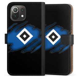 DeinDesign Xiaomi Mi 11 Lite 5G Handy Klapph&uuml;lle Handyh&uuml;lle aus Kunst Leder schwarz Flip Case Official Licensed Product Hsv Hamburger Sv Sideflip mit langer 