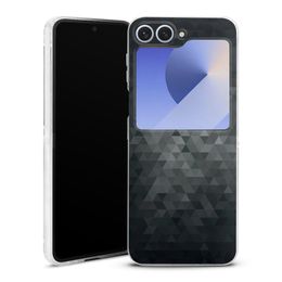 DeinDesign Galaxy Z Flip 7 FE Handy Hard Case Schutzh&uuml;lle transparent Smartphone Handy H&uuml;lle Triangle Black Muster Hard Case