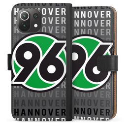 DeinDesign Xiaomi Mi 11 Lite 5G Handy Klapph&uuml;lle Handyh&uuml;lle aus Kunst Leder schwarz Flip Case Official Licensed Product H96 Hannover 96 Sideflip mit langer 