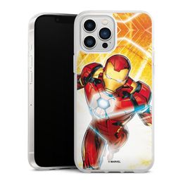 DeinDesign iPhone 13 Pro Max Handy Silikon H&uuml;lle Case transparent Handyh&uuml;lle Marvel Iron Man Fire Silikon Case