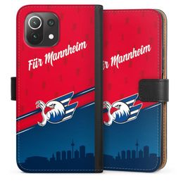 DeinDesign Xiaomi Mi 11 Lite 5G Handy Klapph&uuml;lle Handyh&uuml;lle aus Kunst Leder schwarz Flip Case Adler Mannheim Sports Logo Sideflip mit langer Lasche
