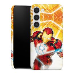 DeinDesign Galaxy S23 Handy Premium Case Smartphone Handyh&uuml;lle Schutzh&uuml;lle matt Marvel Iron Man Fire Premium Case