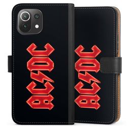 DeinDesign Xiaomi Mi 11 Lite 5G Handy Klapph&uuml;lle Handyh&uuml;lle aus Kunst Leder schwarz Flip Case Official Licensed Product Acdc Logo Sideflip mit langer Lasche