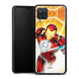 DeinDesign Galaxy A12 Handy Silikon H&uuml;lle Case schwarz Handyh&uuml;lle Marvel Iron Man Fire
