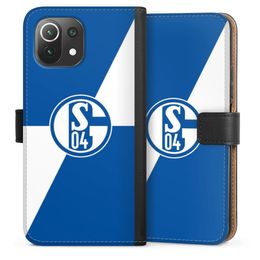 DeinDesign Xiaomi Mi 11 Lite 5G Handy Klapph&uuml;lle Handyh&uuml;lle aus Kunst Leder schwarz Flip Case Official Licensed Product Fc Schalke 04 Bundesliga Sideflip mit 