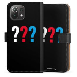 DeinDesign Xiaomi Mi 11 Lite 5G Handy Klapph&uuml;lle Handyh&uuml;lle aus Kunst Leder schwarz Flip Case Official Licensed Product Logo Die Drei ??? Sideflip mit langer 