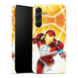 DeinDesign Galaxy A55 5G Handy Premium Case Smartphone Handyh&uuml;lle Schutzh&uuml;lle gl&auml;nzend Marvel Iron Man Fire Premium Case