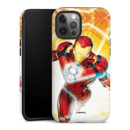 DeinDesign iPhone 12 Pro Handy Panzer Handyh&uuml;lle robuste Outdoor H&uuml;lle Schutzh&uuml;lle matt Marvel Iron Man Fire Tough Case