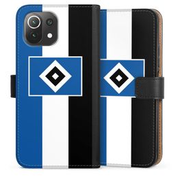DeinDesign Xiaomi Mi 11 Lite 5G Handy Klapph&uuml;lle Handyh&uuml;lle aus Kunst Leder schwarz Flip Case Stripes Hsv Hamburger Sv Sideflip mit langer Lasche