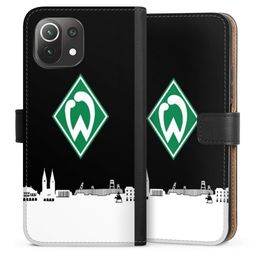 DeinDesign Xiaomi Mi 11 Lite 5G Handy Klapph&uuml;lle Handyh&uuml;lle aus Kunst Leder schwarz Flip Case Skyline Sv Werder Bremen Official Licensed Product Sideflip mit 