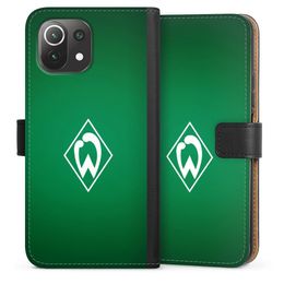 DeinDesign Xiaomi Mi 11 Lite 5G Handy Klapph&uuml;lle Handyh&uuml;lle aus Kunst Leder schwarz Flip Case Logo Merchandise Sv Werder Bremen Sideflip mit langer Lasche