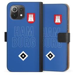 DeinDesign Xiaomi Mi 11 Lite 5G Handy Klapph&uuml;lle Handyh&uuml;lle aus Kunst Leder schwarz Flip Case Official Licensed Product Hamburg Hamburger Sv Sideflip mit langer 