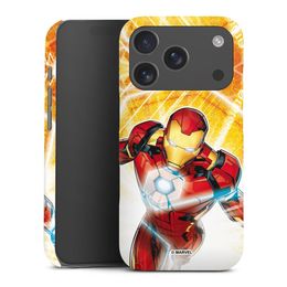 DeinDesign iPhone 17 Pro Handy Premium Case Smartphone Handyh&uuml;lle Schutzh&uuml;lle matt Marvel Iron Man Fire Premium Case