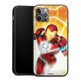 DeinDesign iPhone 12 Pro Handy Premium Silikon H&uuml;lle Handyh&uuml;lle schwarz Case Marvel Fire Iron Man Silikon Premium Case
