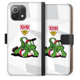 DeinDesign Xiaomi Mi 11 Lite 5G Handy Klapph&uuml;lle Handyh&uuml;lle aus Kunst Leder schwarz Flip Case Vfb Stuttgart Mascot Official Licensed Product Sideflip mit langer 
