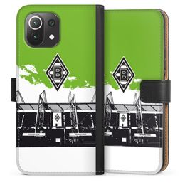 DeinDesign Xiaomi Mi 11 Lite 5G Handy Klapph&uuml;lle Handyh&uuml;lle aus Kunst Leder schwarz Flip Case Merchandise Borussia M&ouml;nchengladbach Stadium Sideflip mit langer 