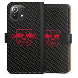 DeinDesign Xiaomi Mi 11 Lite 5G Handy Klapph&uuml;lle Handyh&uuml;lle aus Kunst Leder schwarz Flip Case Rb Leipzig Official Licensed Product Carbon Sideflip mit langer 