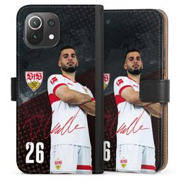 DeinDesign Xiaomi Mi 11 Lite 5G Handy Klapph&uuml;lle Handyh&uuml;lle aus Kunst Leder schwarz Flip Case Vfb Stuttgart Deniz Undav Official Licensed Product Sideflip mit 