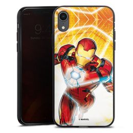 DeinDesign iPhone Xr Handy Silikon H&uuml;lle Case schwarz Handyh&uuml;lle Marvel Iron Man Fire